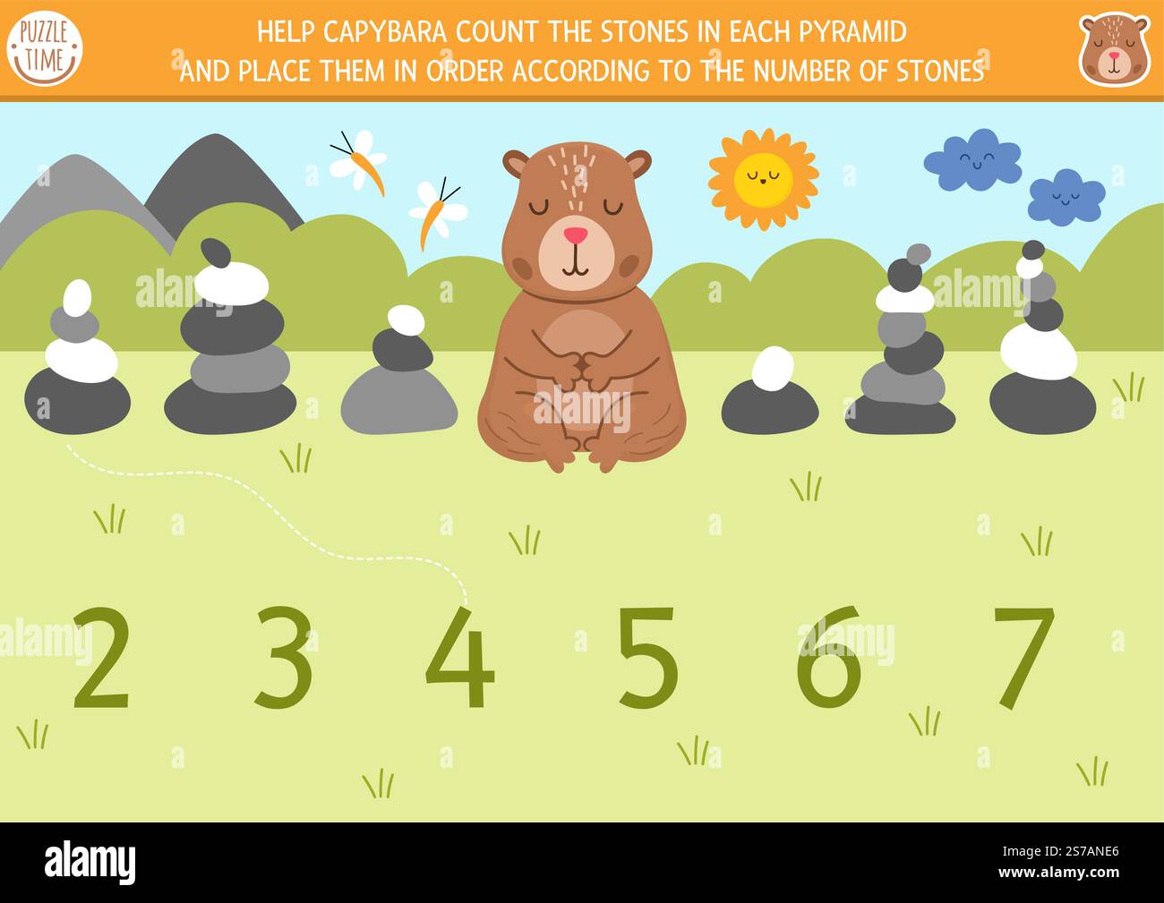 Match the numbers capybara game with stone pyramids. Capibara math ...