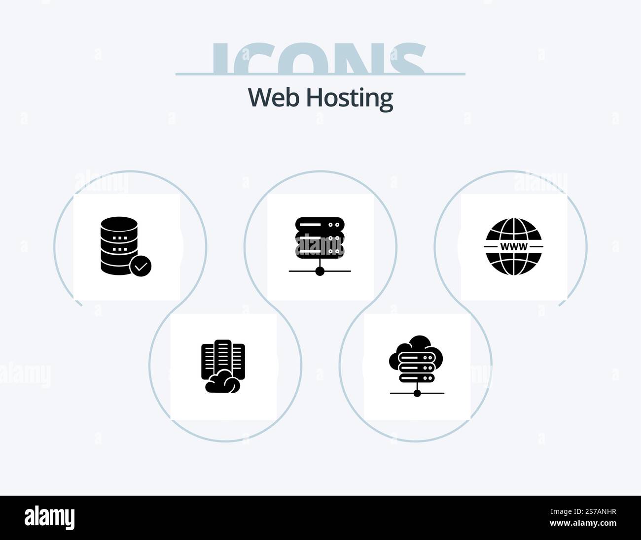 Web Hosting Glyph Icon Pack 5 Icon Design. server. database . server connection. service Stock ...