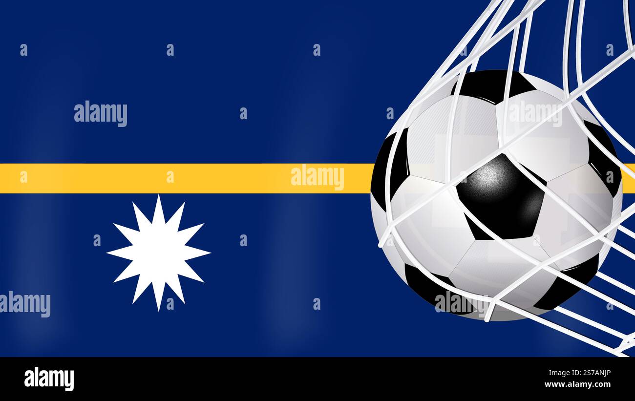 Soccer Football ball in Goal Net with Nauru glossy Flag، Sports ...