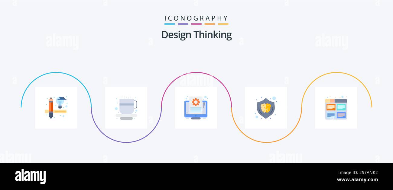 Design Thinking Flat 5 Icon Pack Including images. board. setting ...