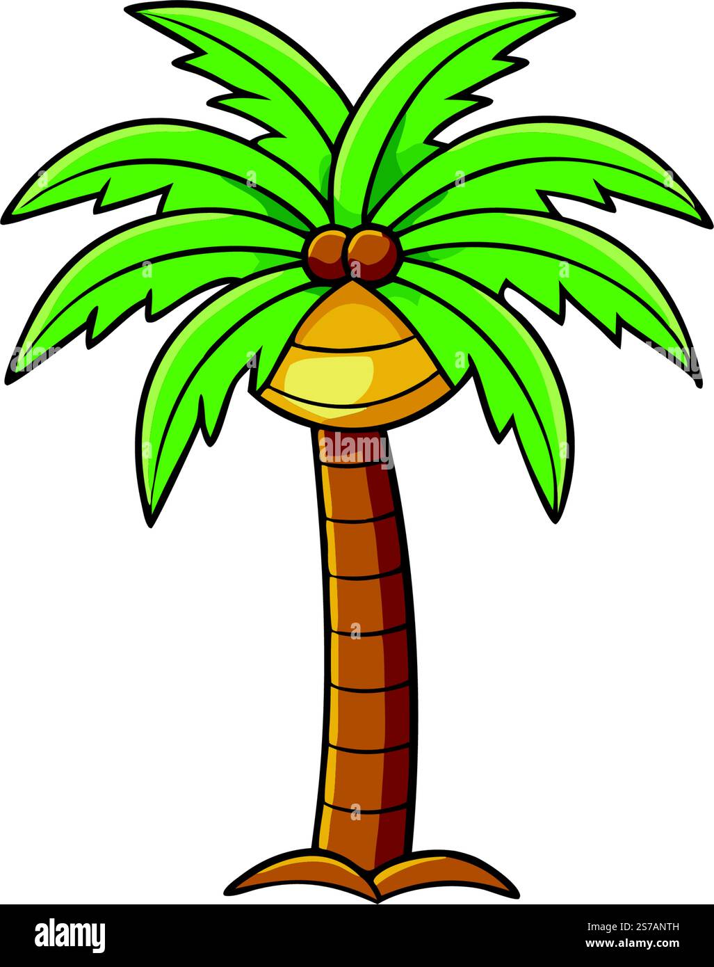 palm tree vector art with green leaves and a brown trunk, designed for ...