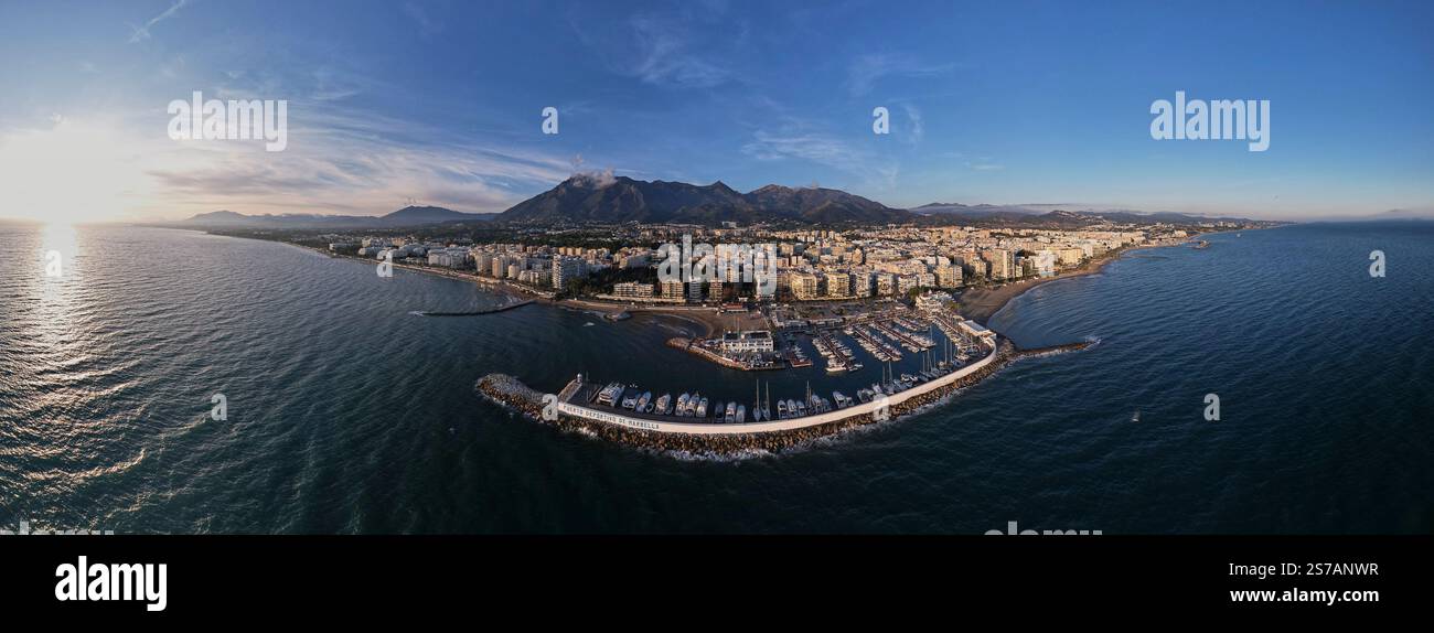 Marbella luxury yacht sports port with lighthouse on boulevard and ...