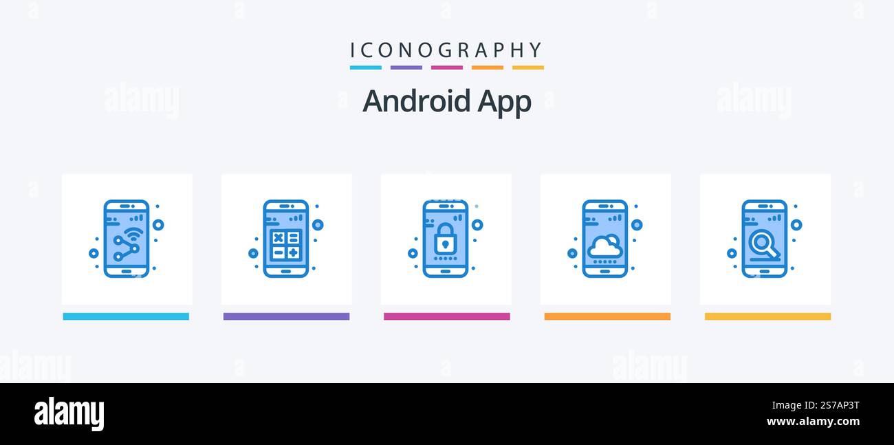 Android App Blue 5 Icon Pack Including weather app. smartphone ...