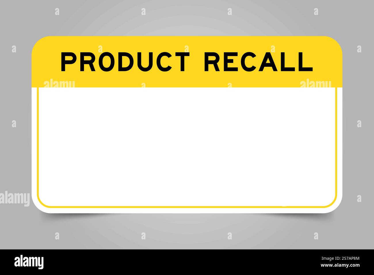 Label banner that have yellow headline with word product recall and ...