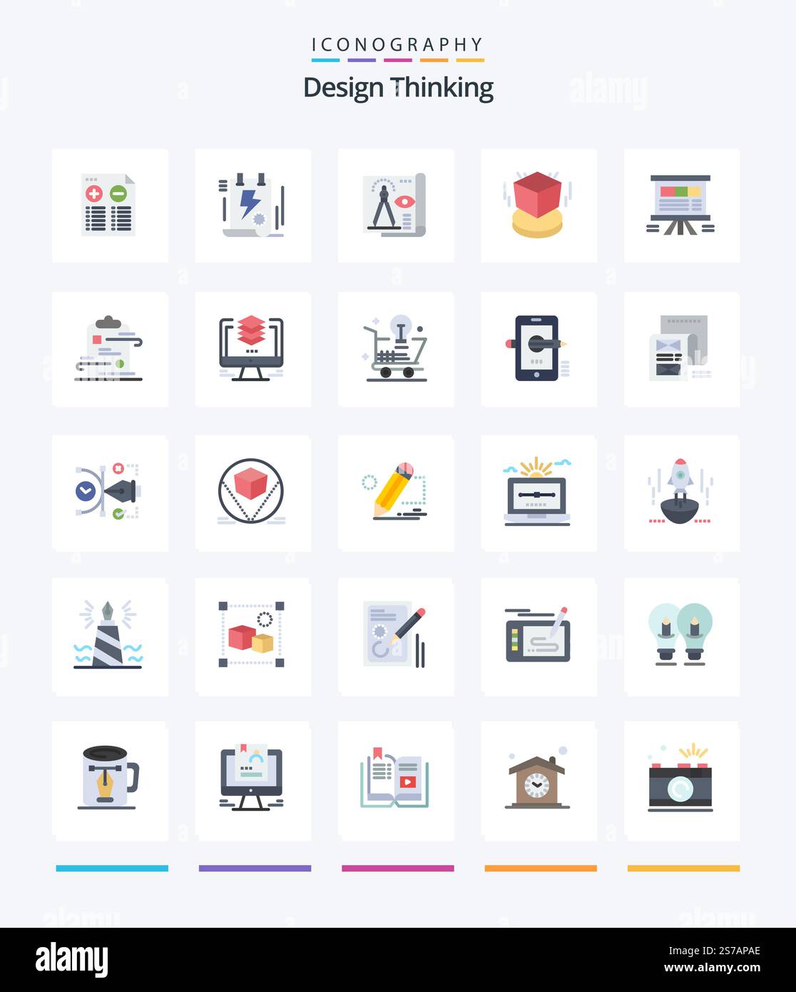 Creative Design Thinking 25 Flat icon pack Such As object. box ...