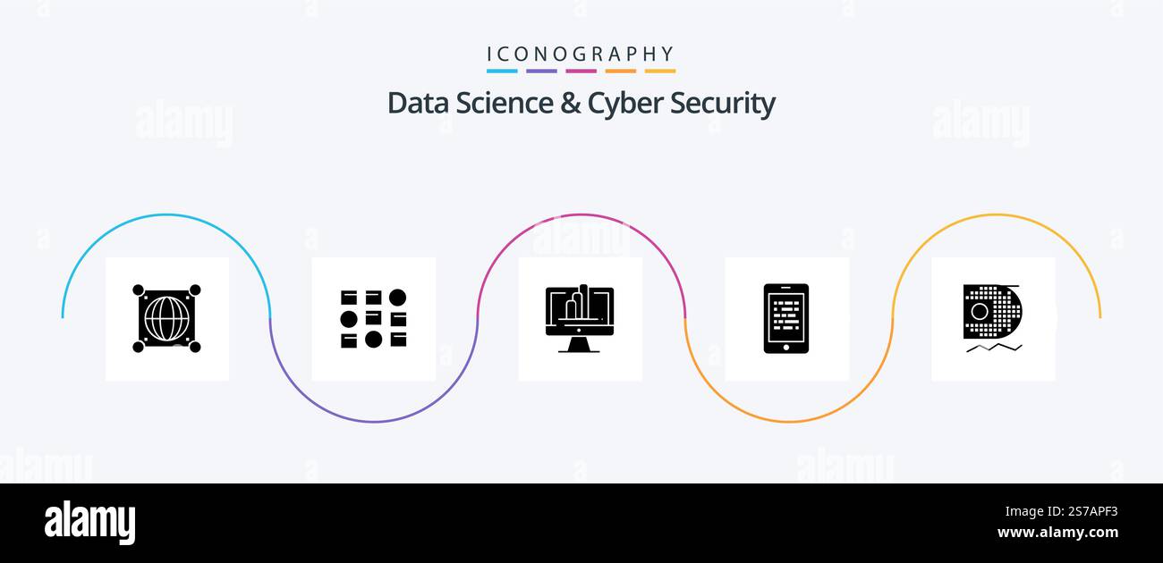 Data Science And Cyber Security Glyph 5 Icon Pack Including data ...