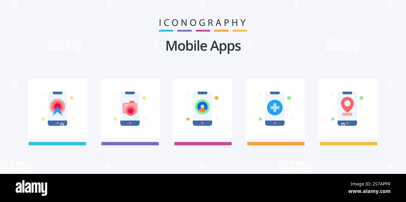 Mobile Apps Flat 5 Icon Pack Including medical. app. app. profile. user ...