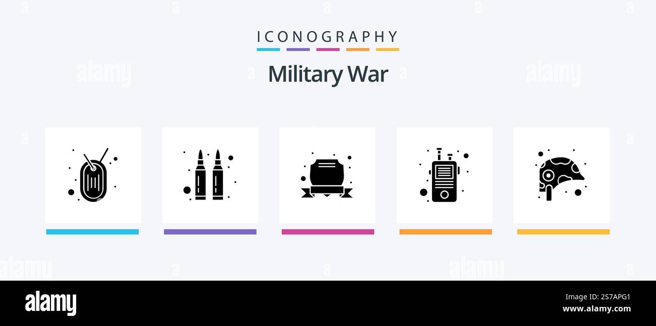 Military War Glyph 5 Icon Pack Including force. walkie. army. talkie ...