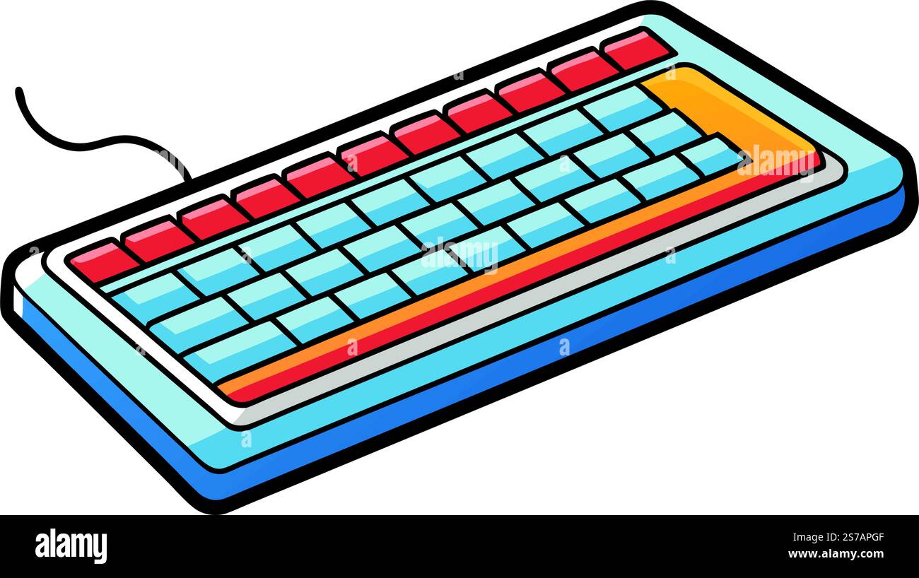 Creative computer keyboard icon in colorful style, featuring dynamic ...