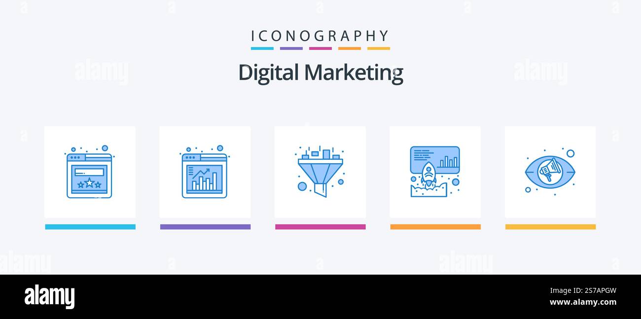 Digital Marketing Blue 5 Icon Pack Including . marketing. funnel. eye ...