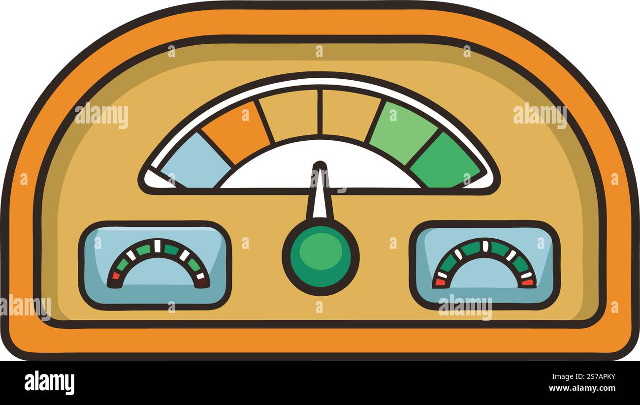 Classic gauge dashboard design with vibrant colors and detailed meters ...