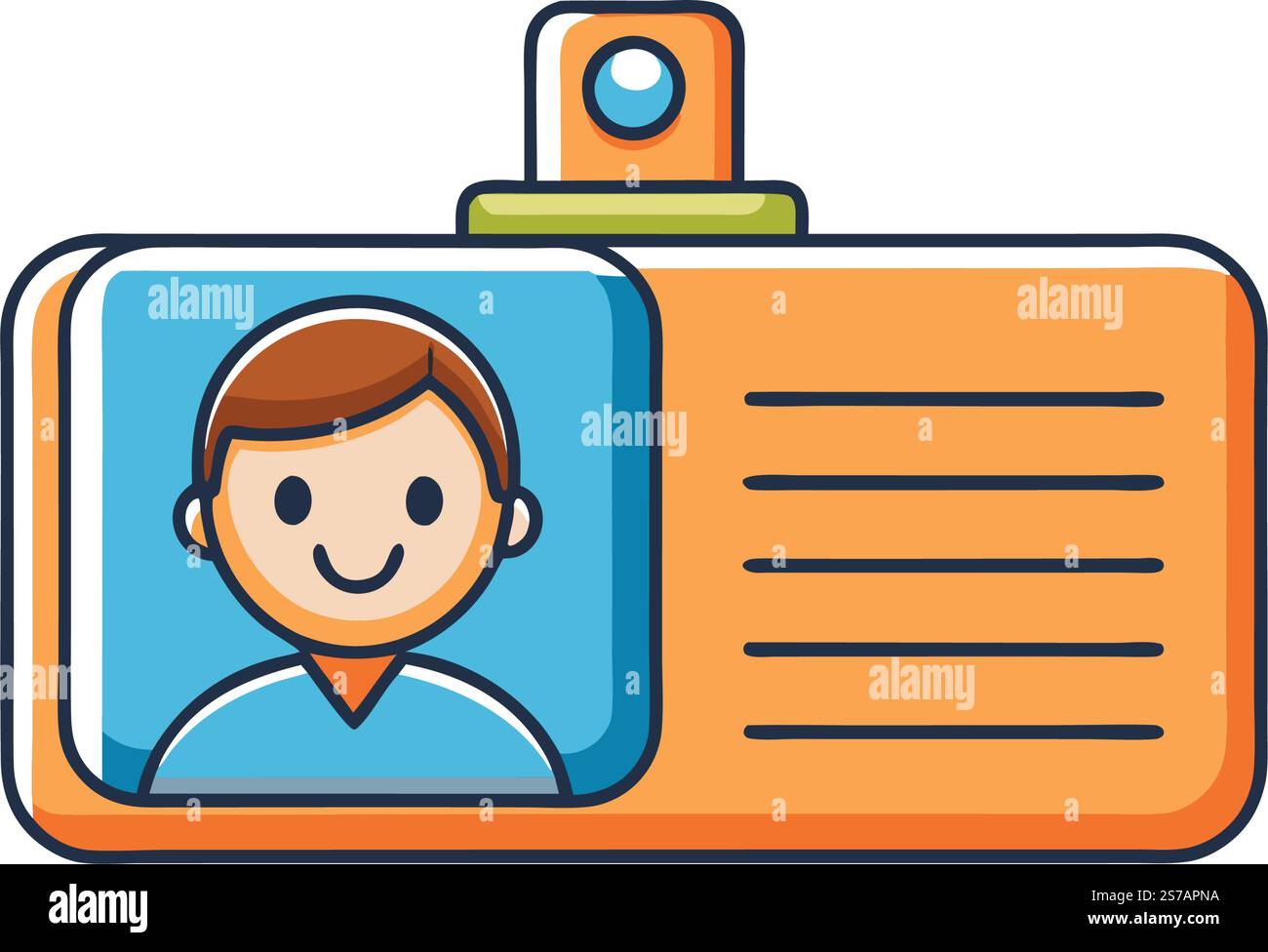 Colorful cartoon style ID card icon with photo and details isolated on ...