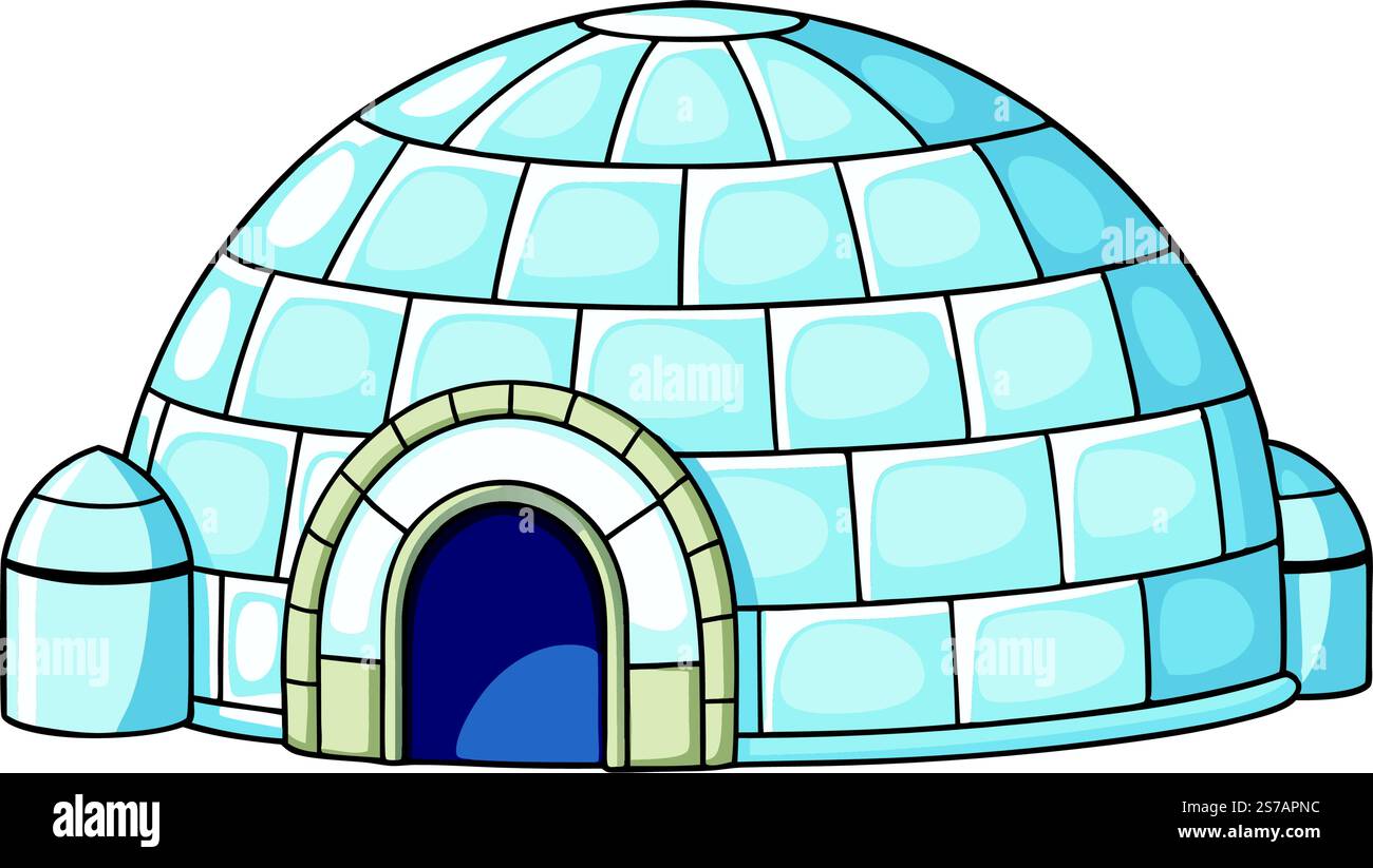 Cartoon style igloo illustration featuring a snow covered dome and ice ...