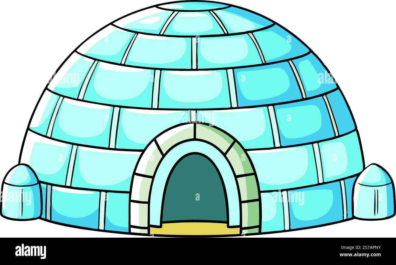 Illustration of an igloo with detailed ice bricks and a cozy entrance ...