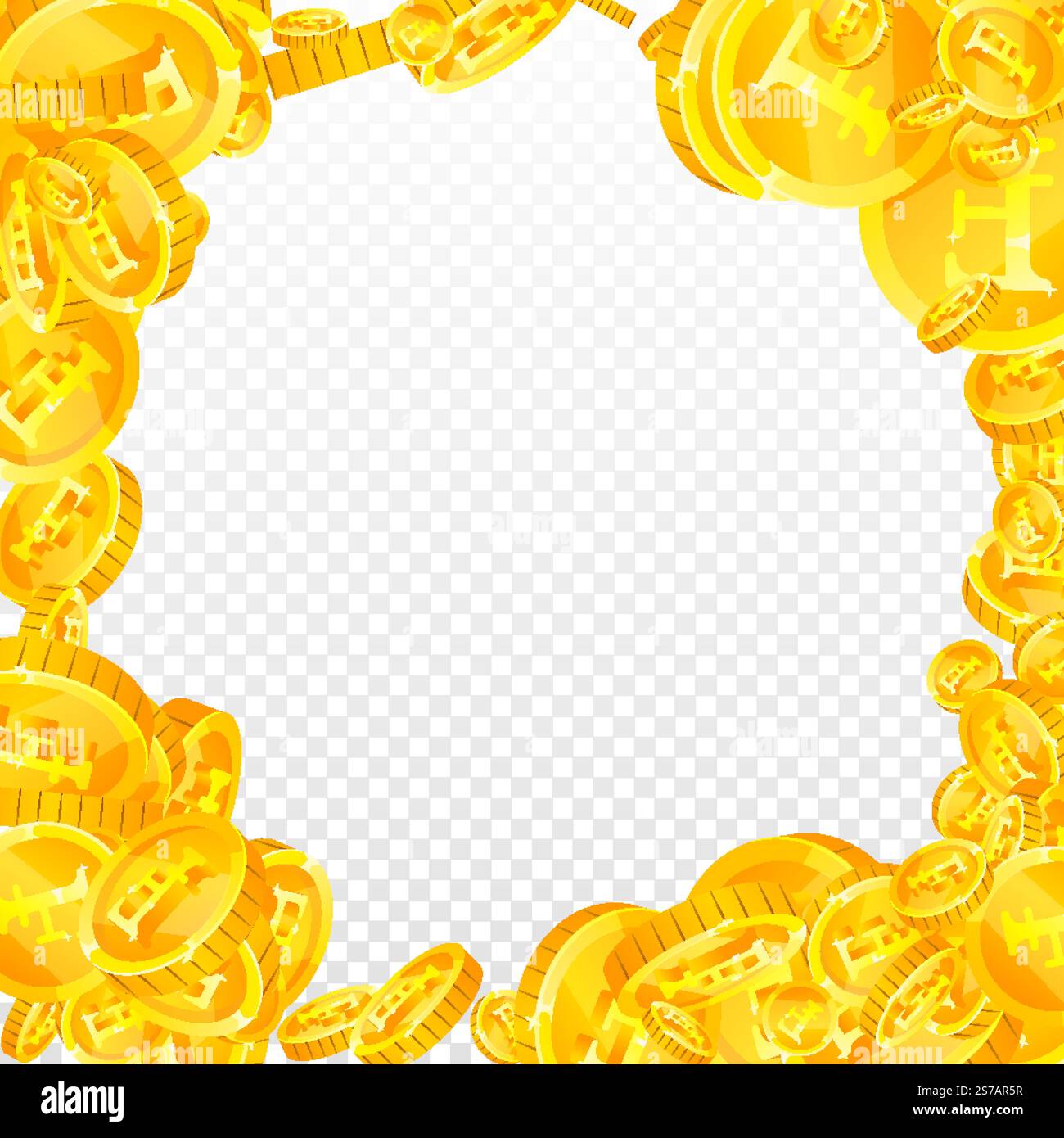 Swiss franc coins falling. Gold scattered CHF coins. Switzerland money ...