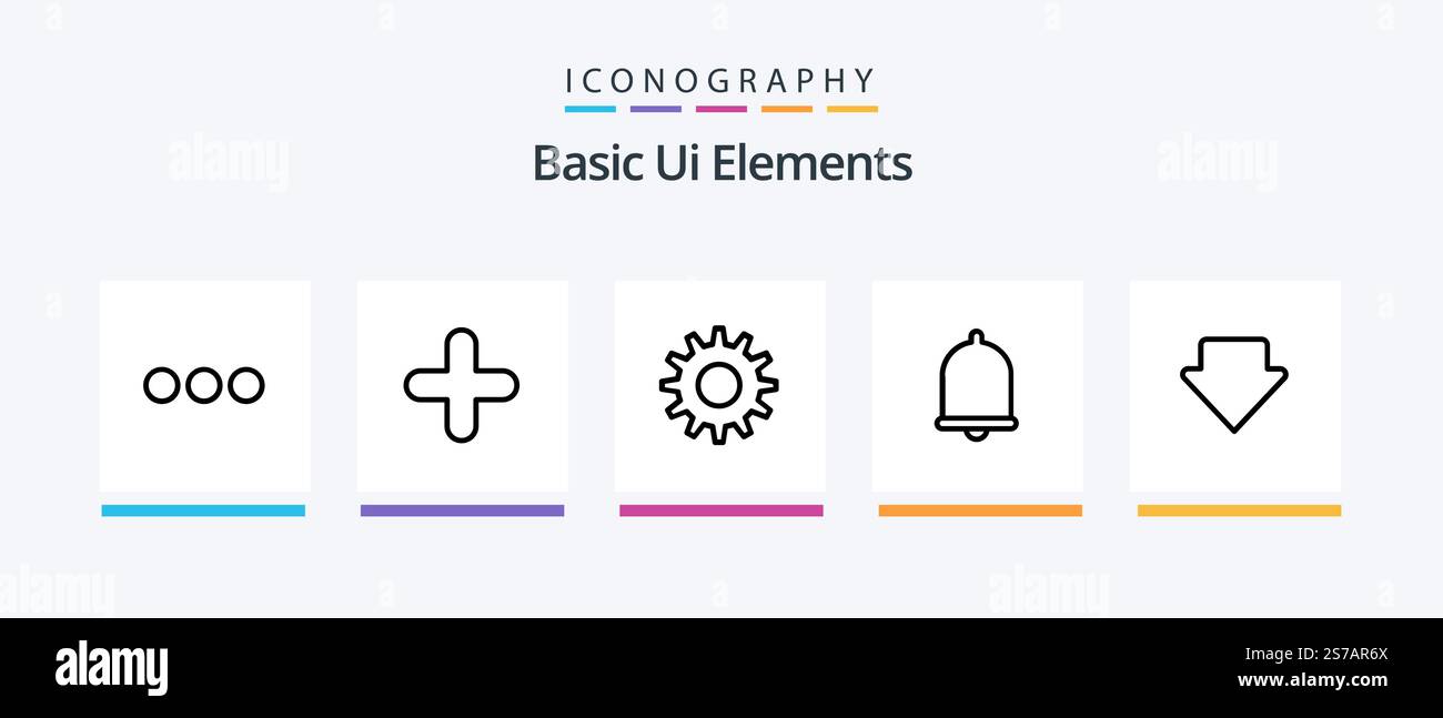 Basic Ui Elements Line 5 Icon Pack Including start. control. login ...