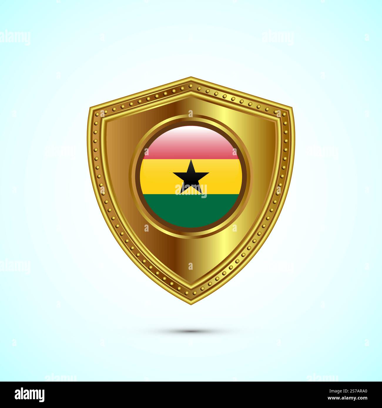 Rounded flag of Ghana with glossy gold shield Stock Vector Image & Art - Alamy