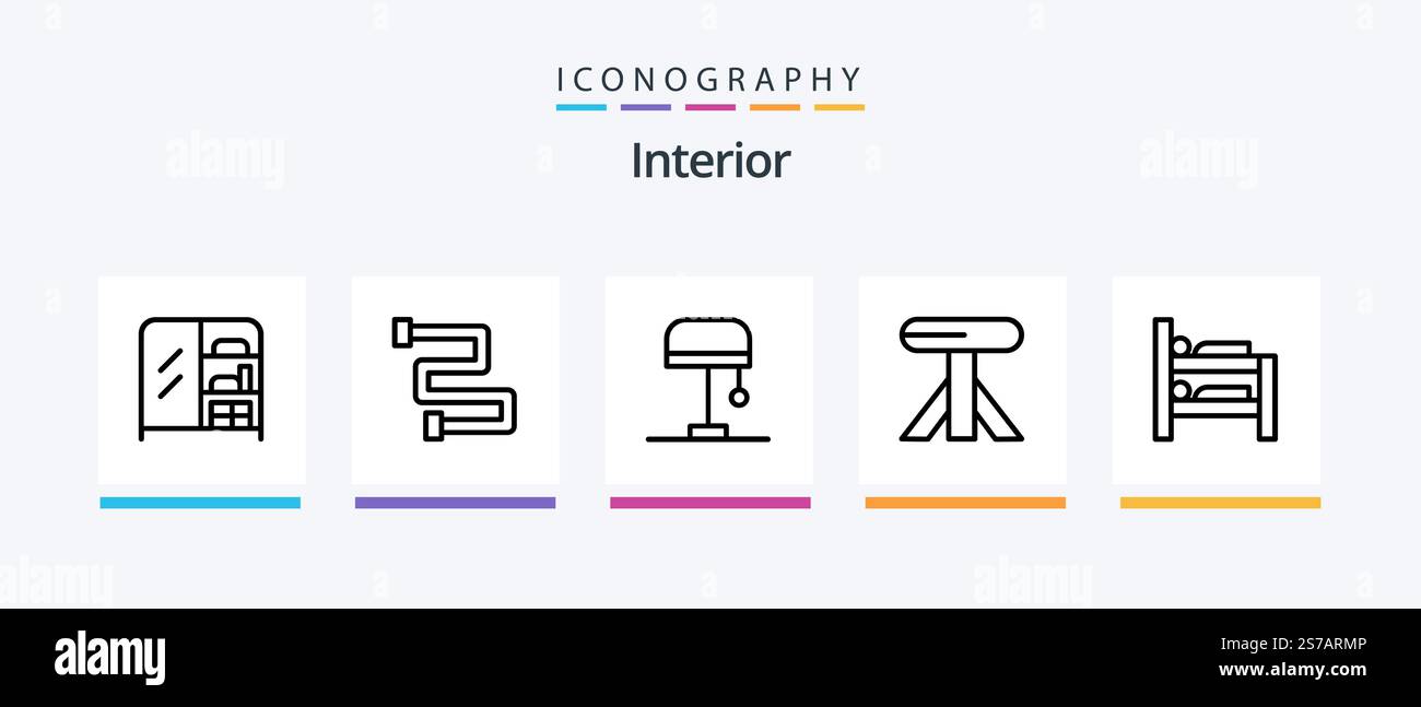 Interior Line 5 Icon Pack Including . wardrobe. desk. interior ...