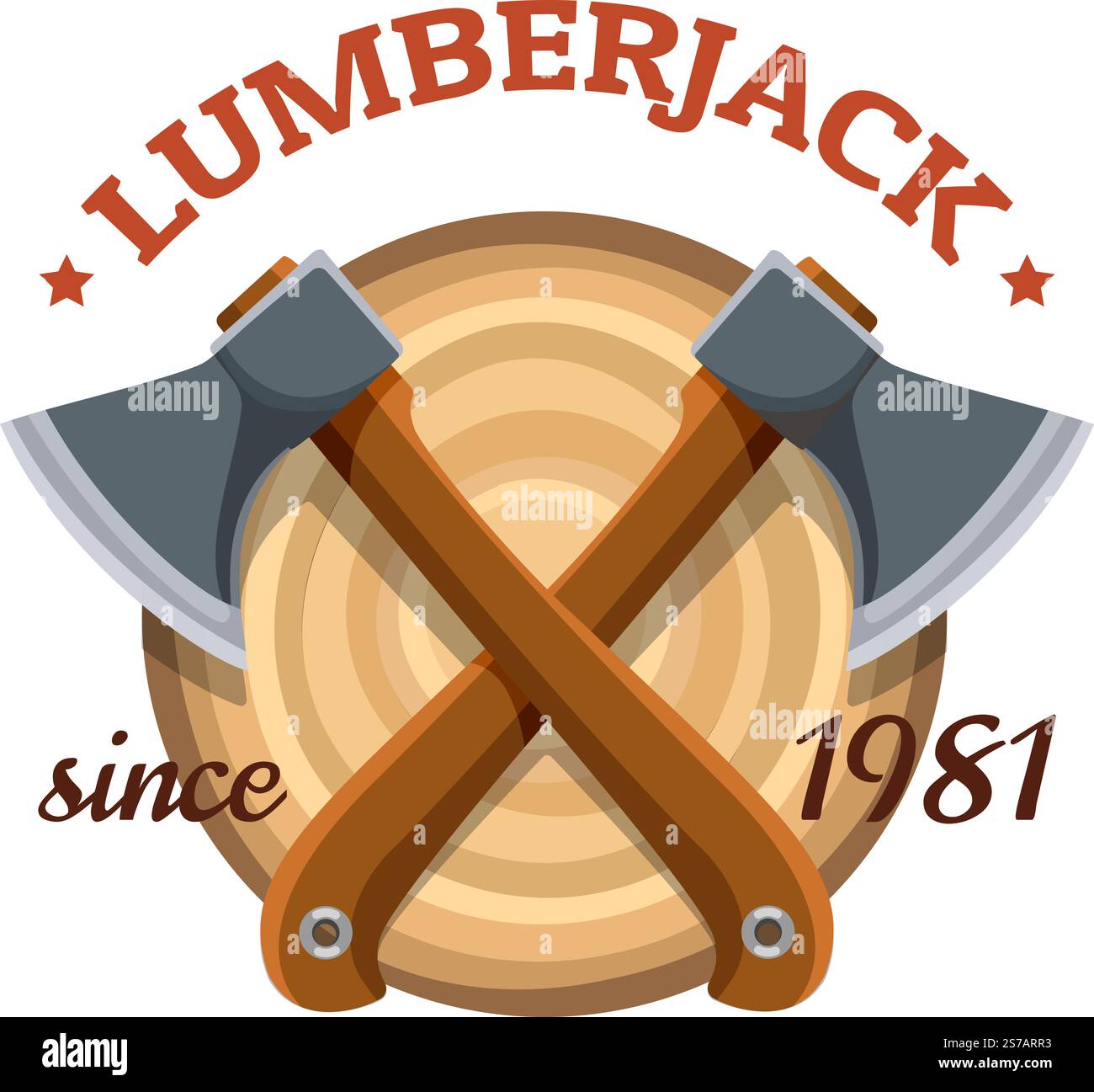 Lumberjack ax tree trunk Stock Vector Images - Alamy