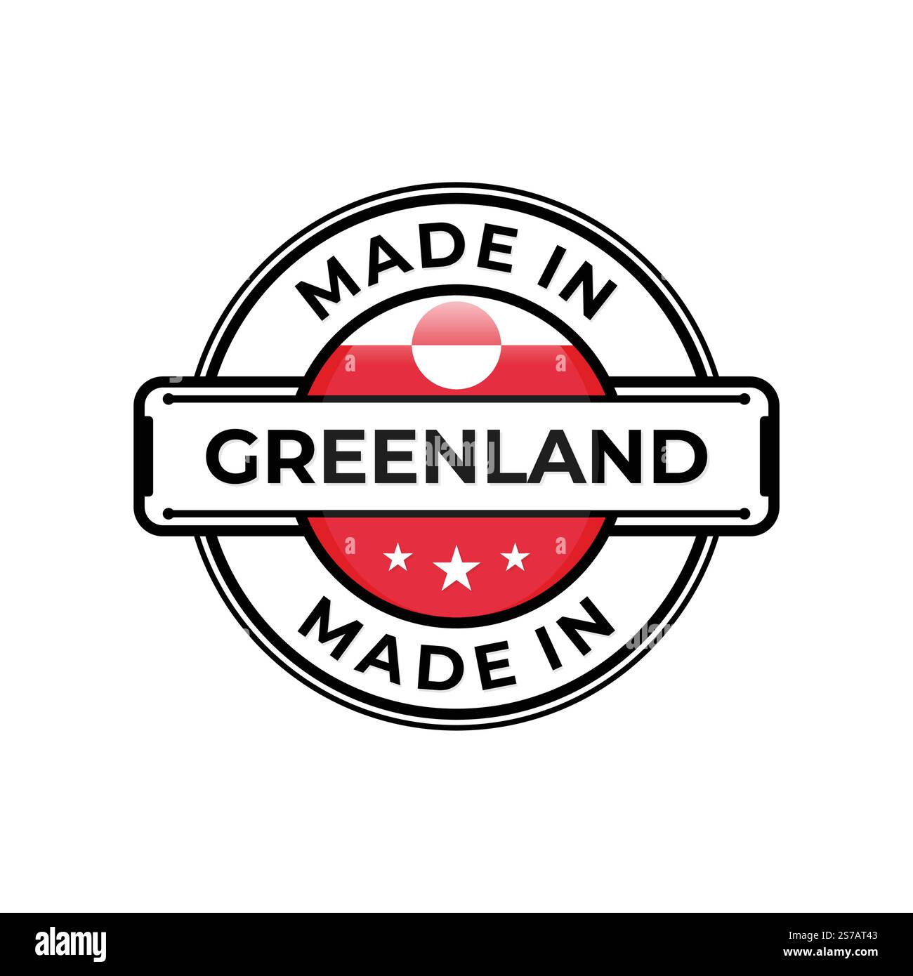 Made in Greenland label icon emblem isolated on white background ...