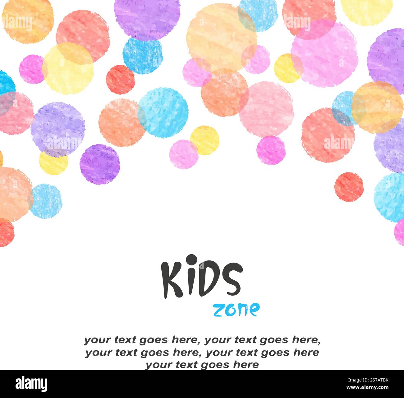 Kids poster design with colorful circles. Vector kids zone illustration ...