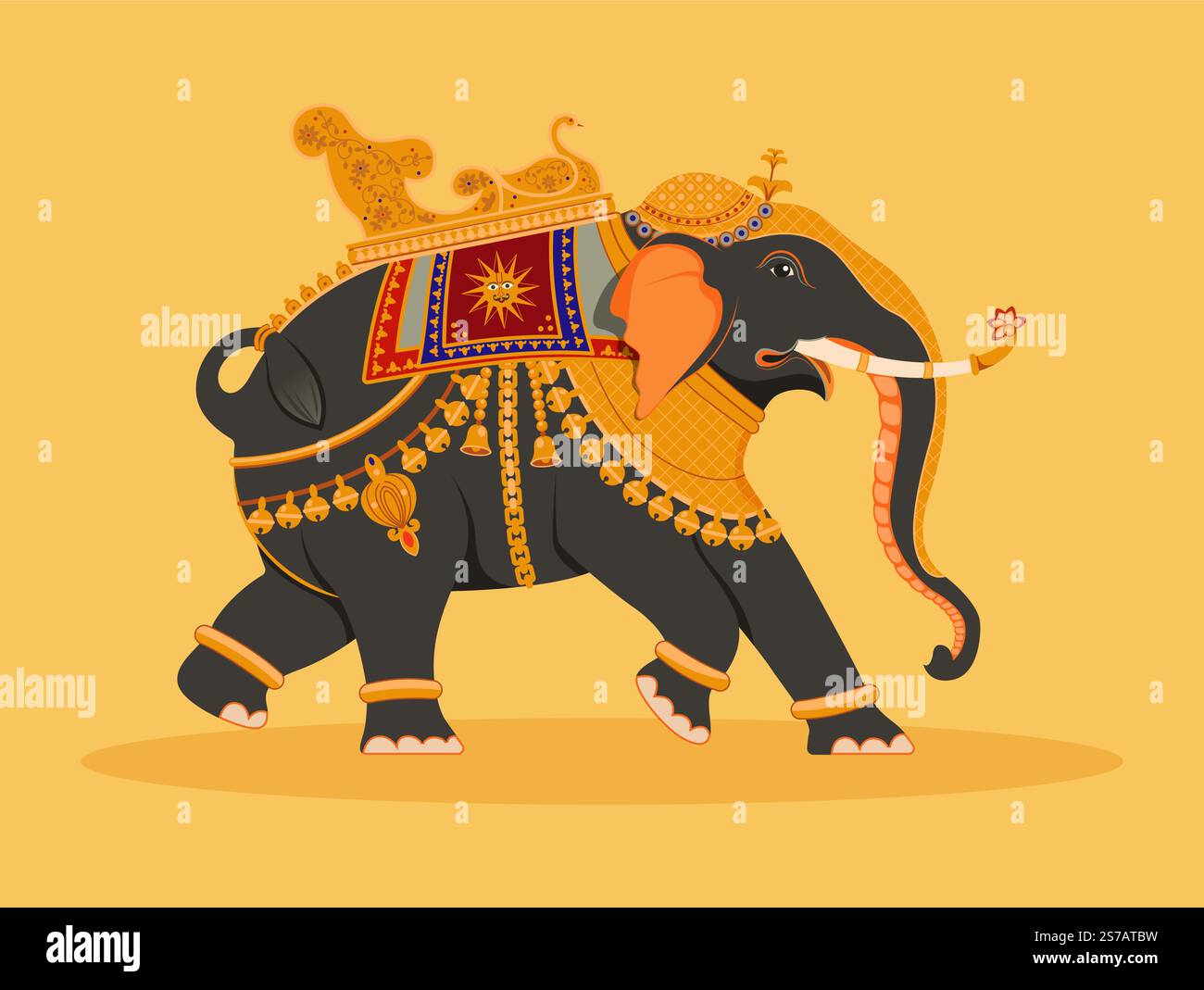 Mysore Traditional Elephant Illustration - as EPS 10 File Stock Vector ...