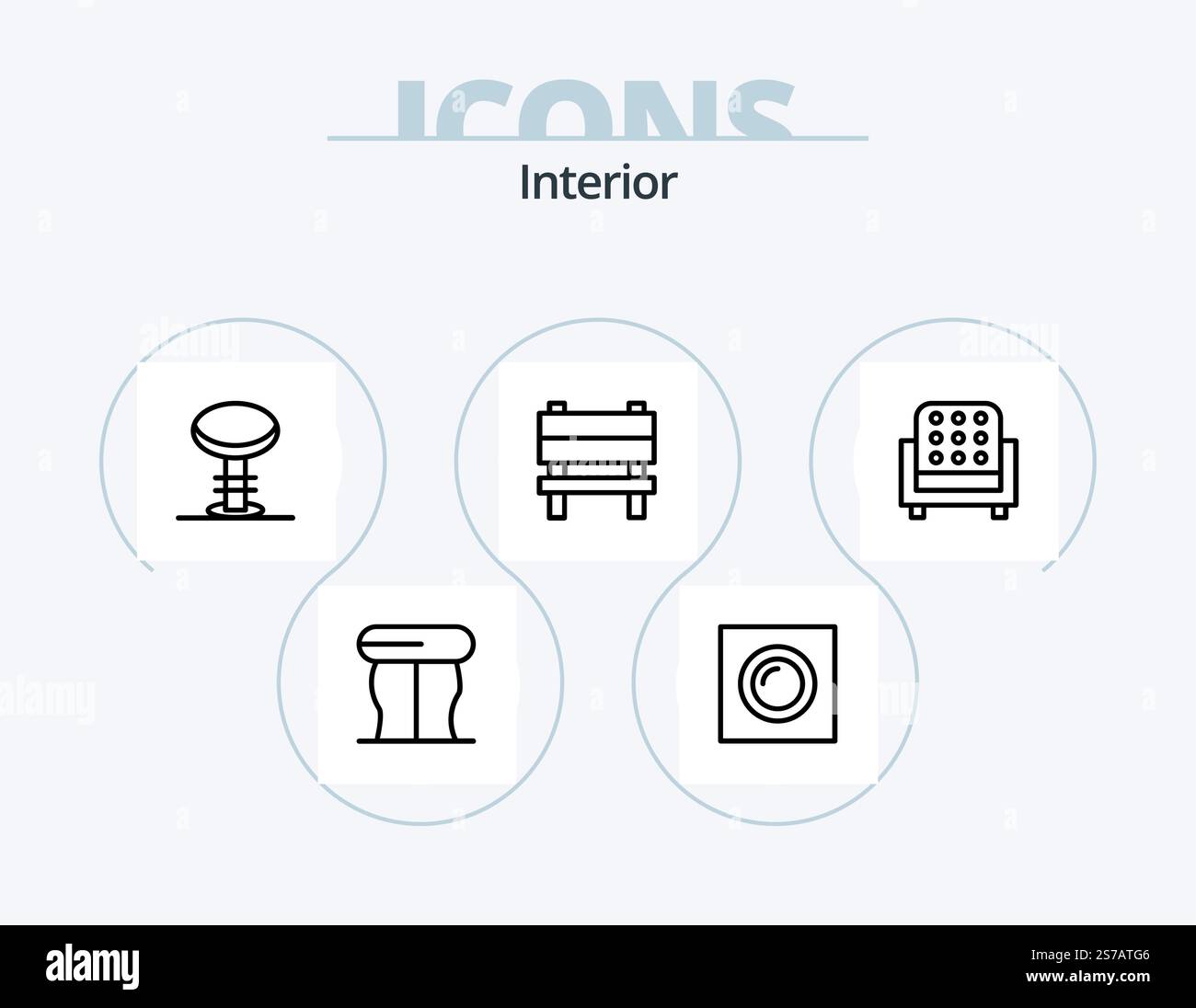 Interior Line Icon Pack 5 Icon Design. clock. stage. frame. level ...