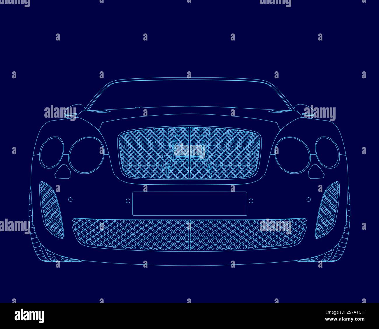 Blue car outline. Front view. Vector illustration Stock Vector Image ...