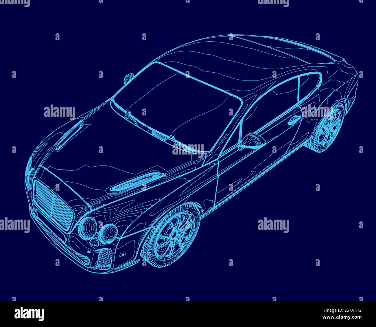Blue car outline. The car is shown in a blue color scheme Stock Vector ...