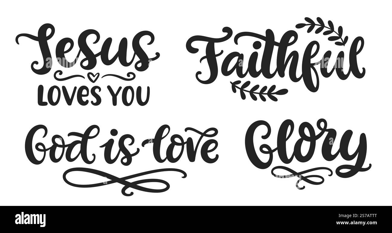 Bible verse psalm quotes set. Christian Lettering Stock Vector Image ...