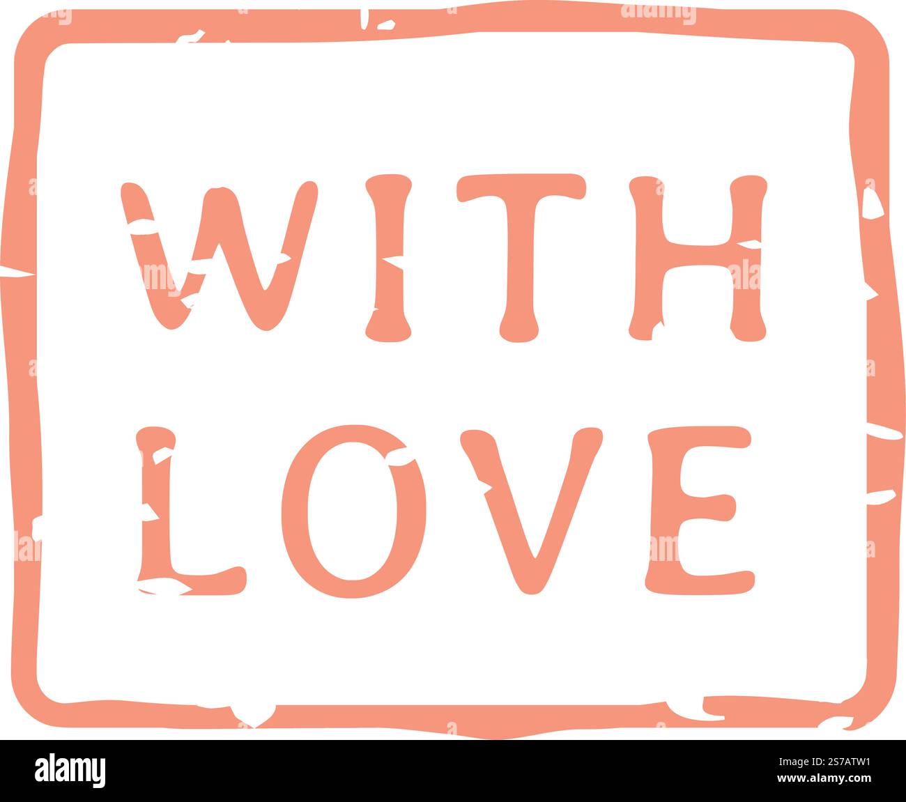 Rectangular pink rubber stamp featuring the words with love inside ...