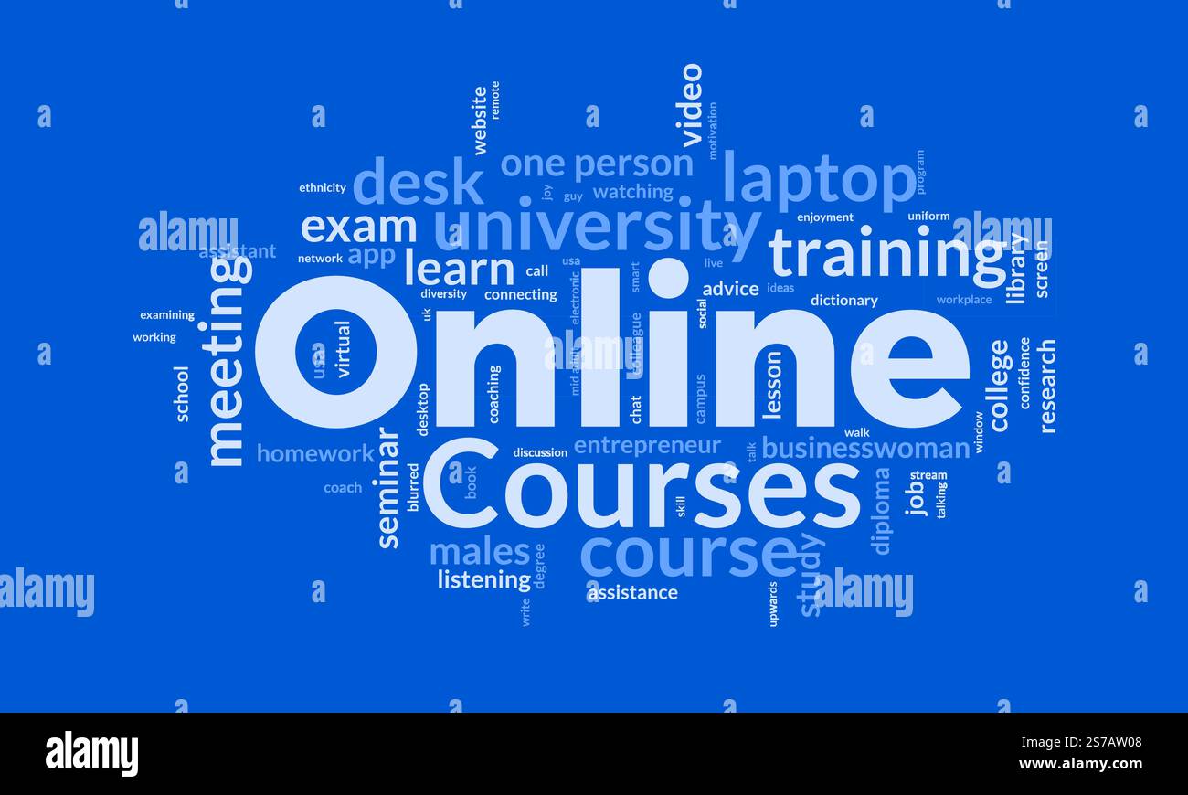 Online Courses word cloud template. Online Courses concept vector ...