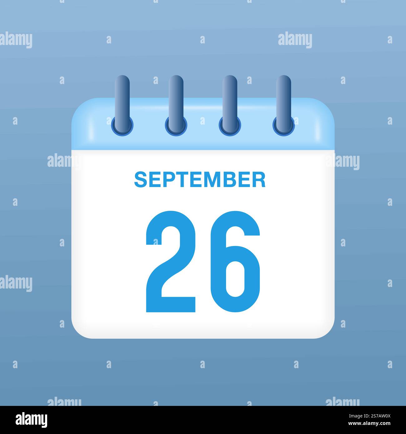 September 26 - calendar and Time planner. Daily Calendar Icon reminder. Vector Illustration ...