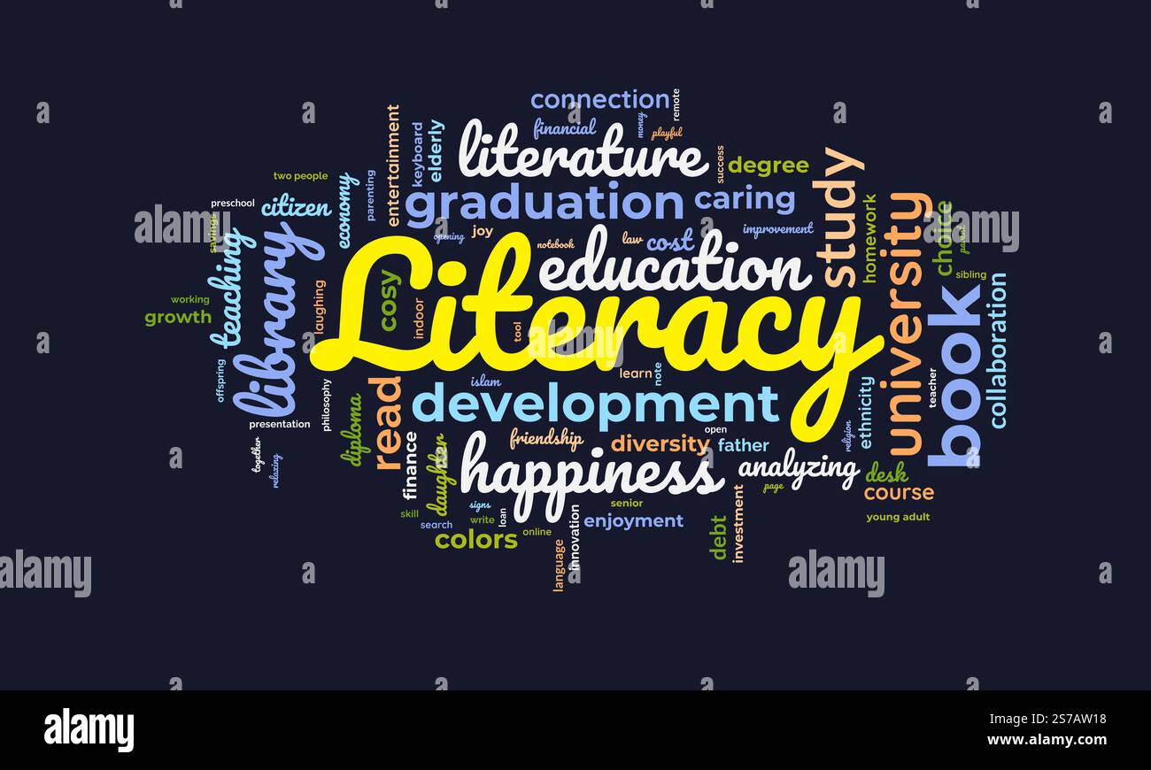 Literacy word cloud template. Literacy concept vector tagcloud ...