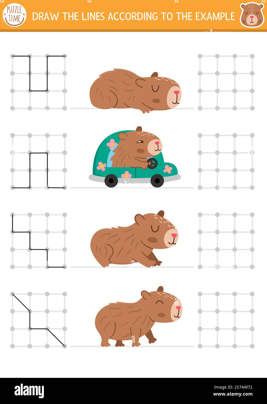 Capybara drawing, writing, tracing, space orientation activity for kids ...