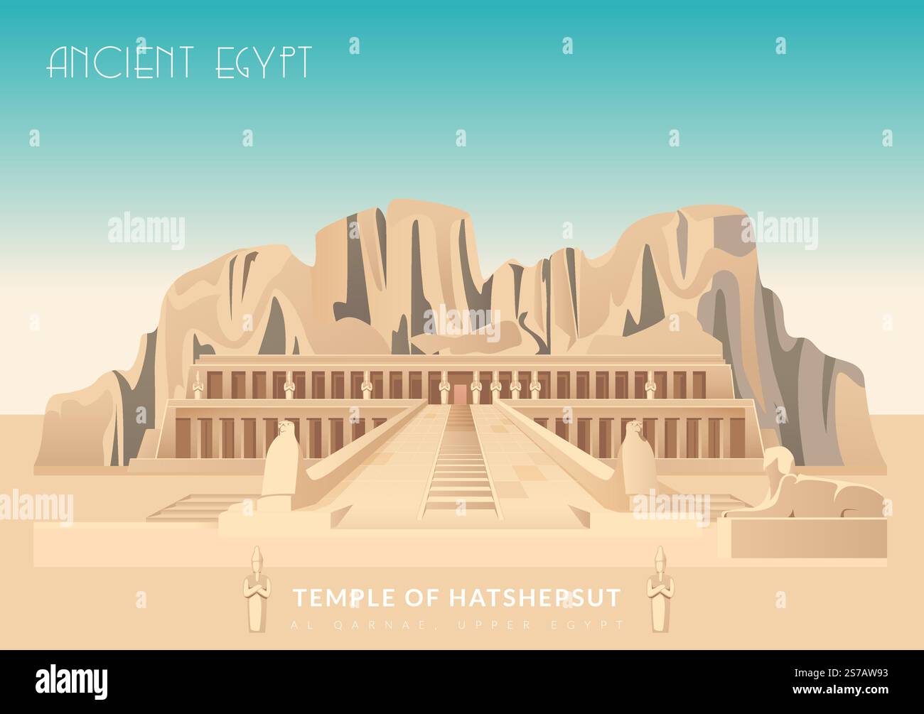 Temple of Hatshepsut - Egypt - Stock Illustration as EPS 10 File Stock ...