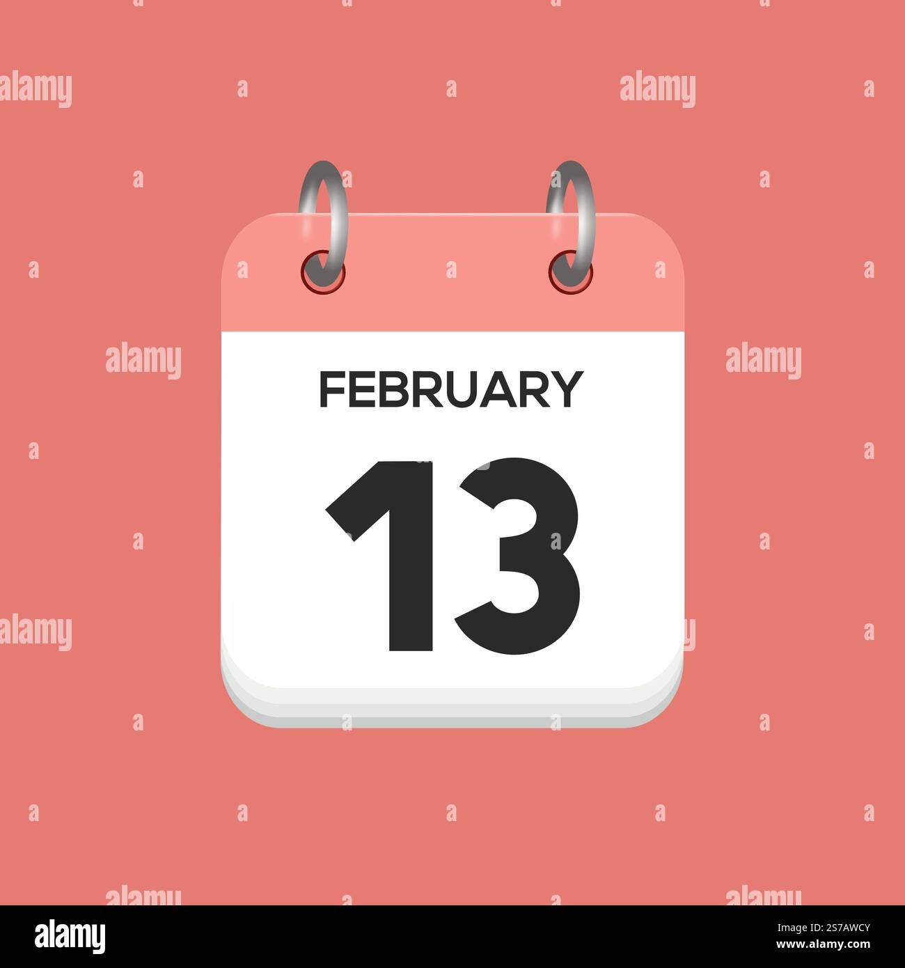 February 13 - calendar and Time planner. Daily Calendar Icon reminder ...