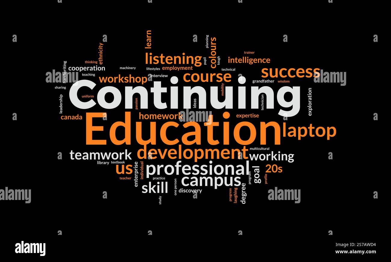 Continuing Education word cloud template. Continuing Education concept vector tagcloud ...