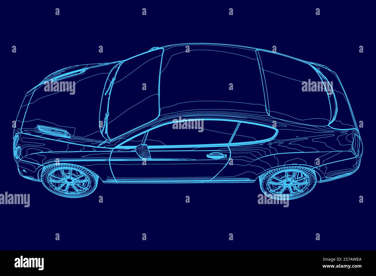 Blue car outline. The car is shown in a blue color scheme Stock Vector ...