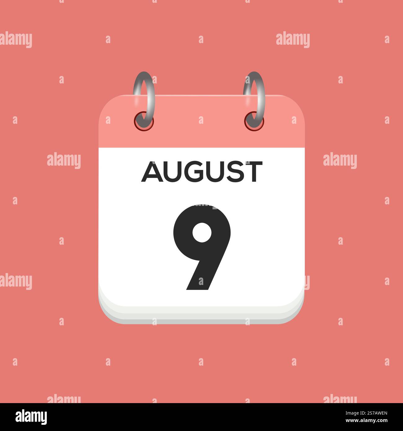 August 9 - calendar and Time planner. Daily Calendar Icon reminder ...