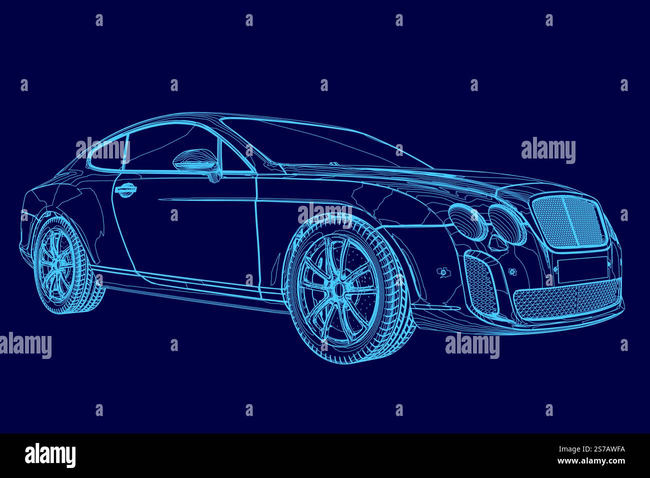 Blue car outline. The car is shown in a 3D format Stock Vector Image ...