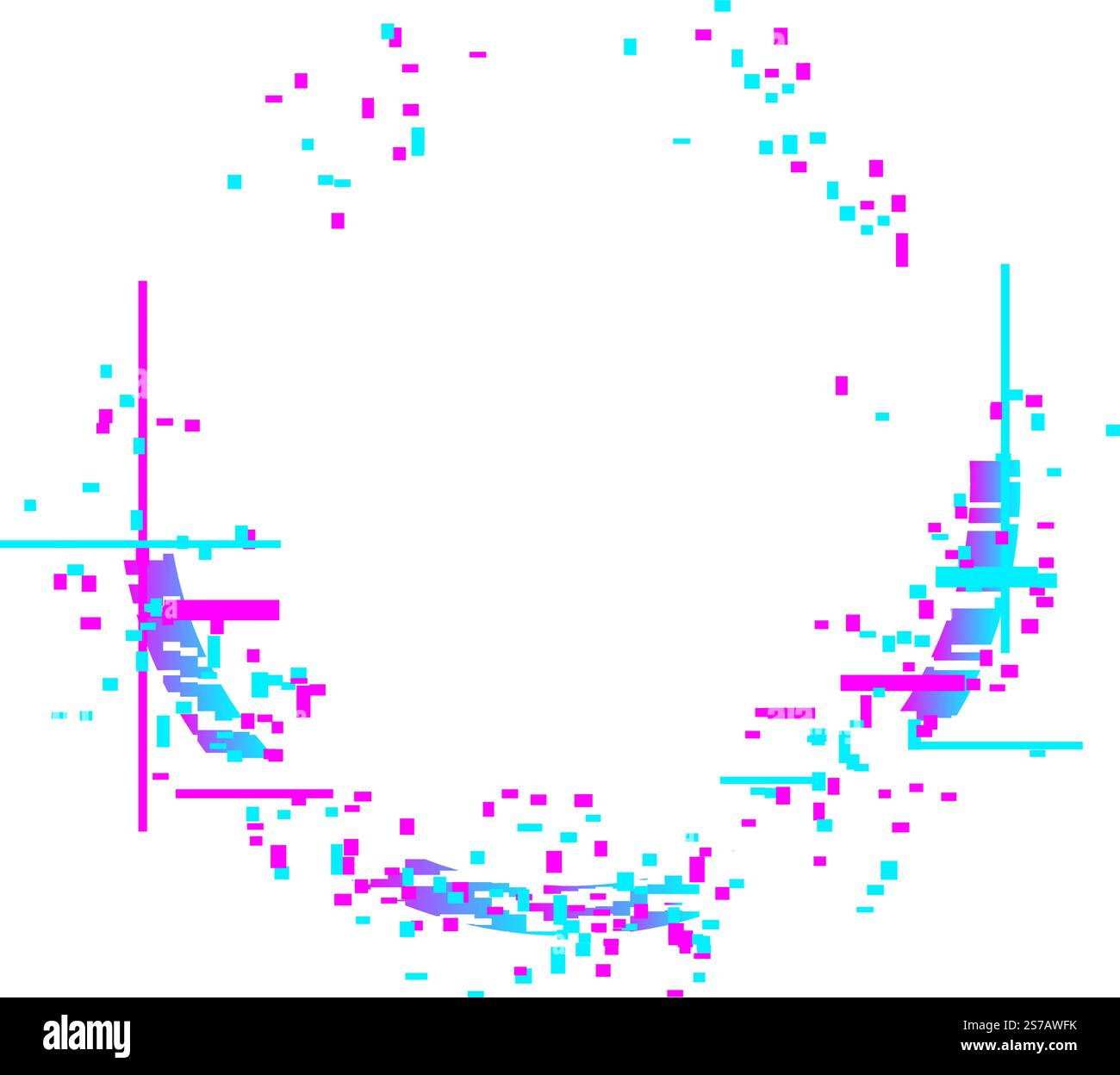 Pixelated glitch frame with chromatic aberration creating a distorted ...