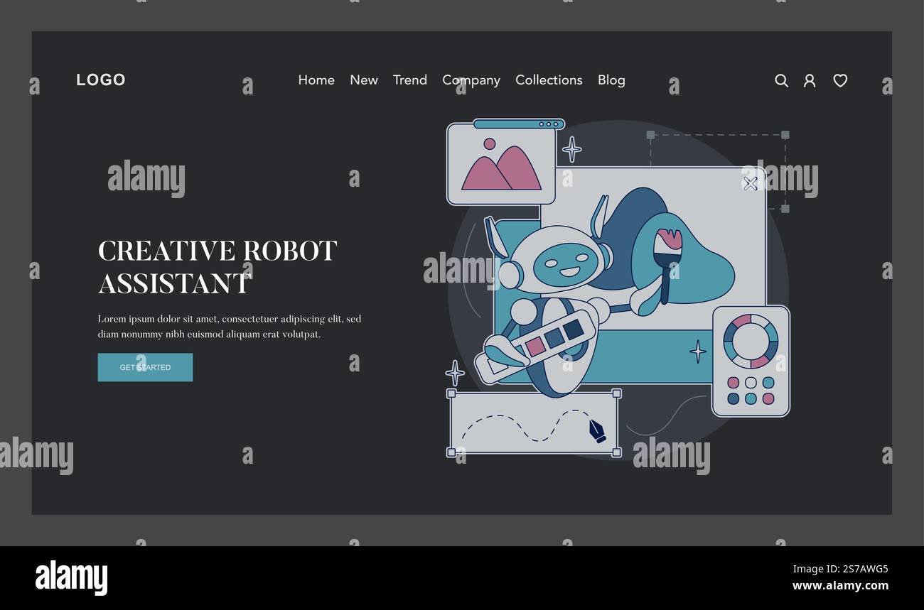 Creative robot assistant concept. A whimsical depiction of a robot ...
