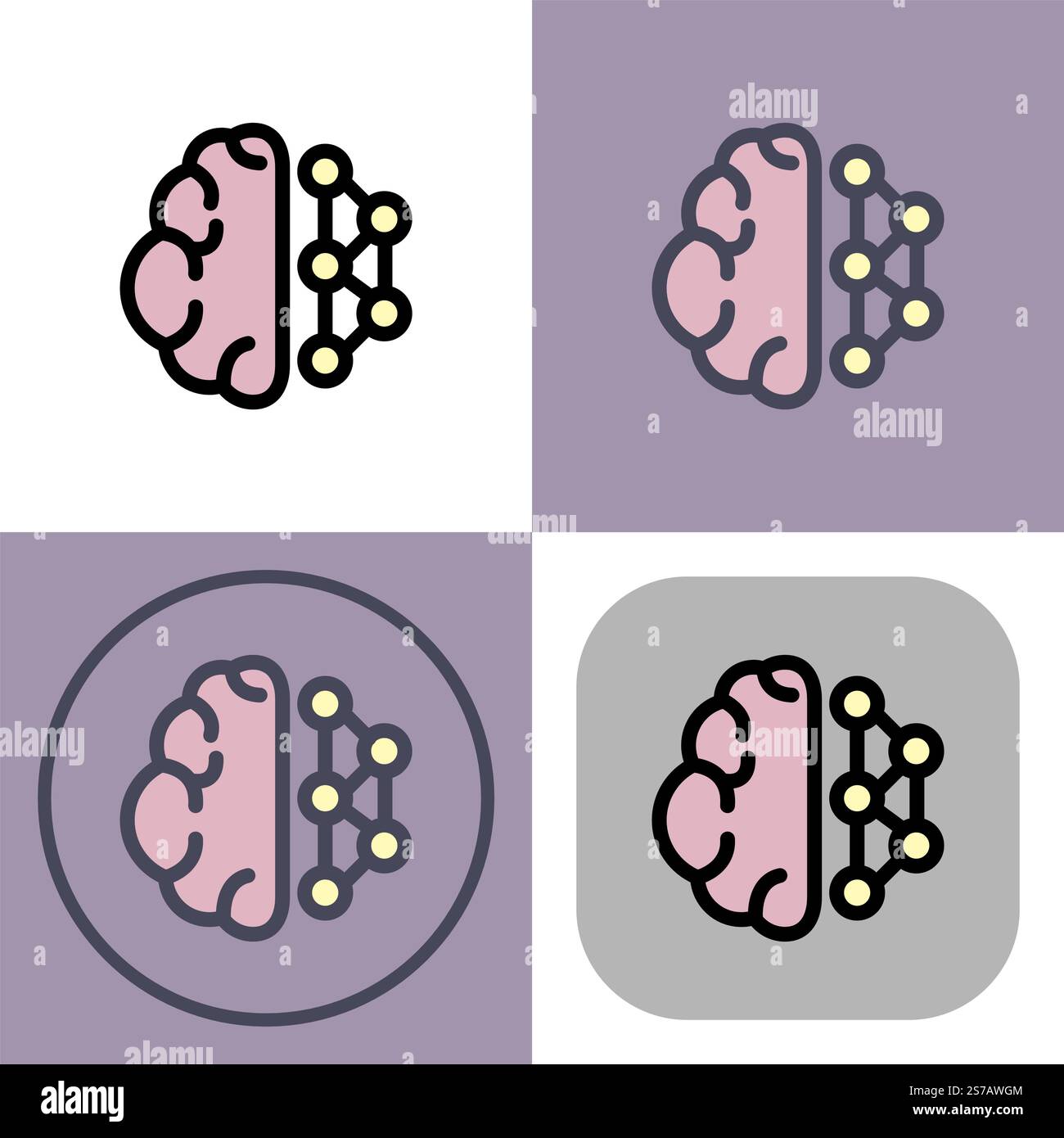Brain neuronal network symbol - artificial intelligence icon Stock ...