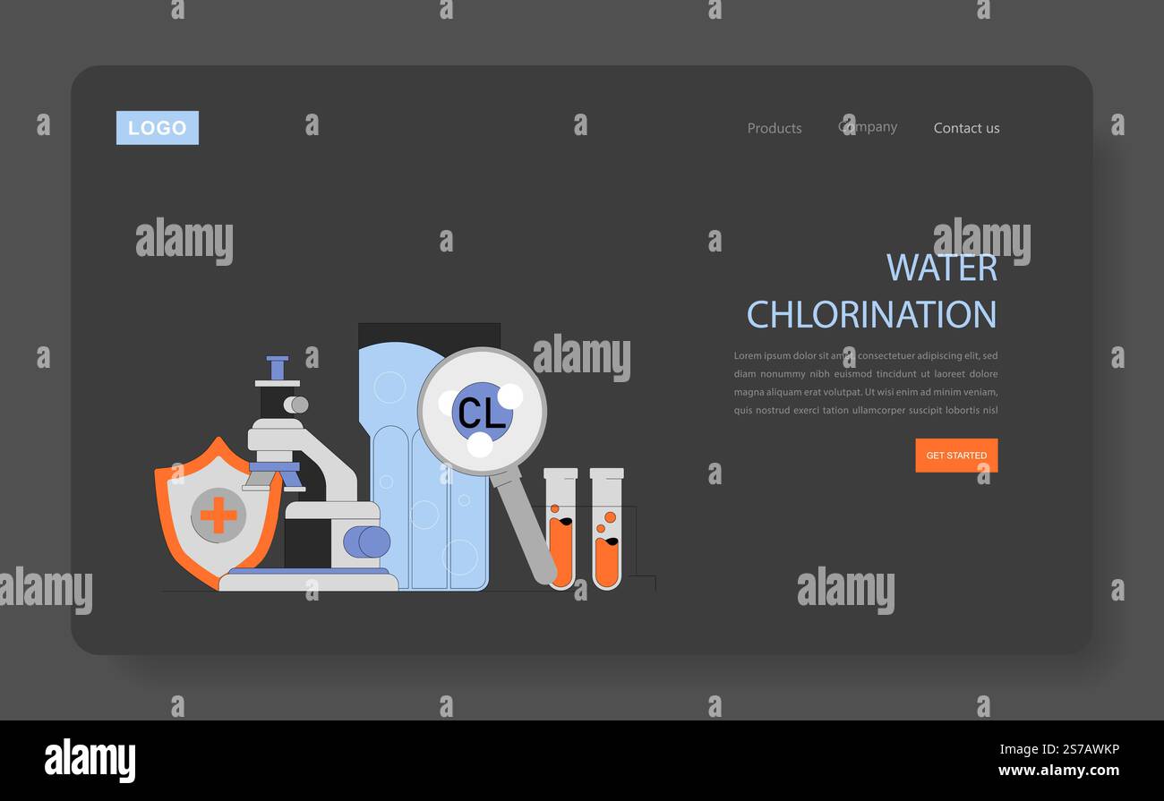 Water chlorination concept. Safe drinking water purification process ...