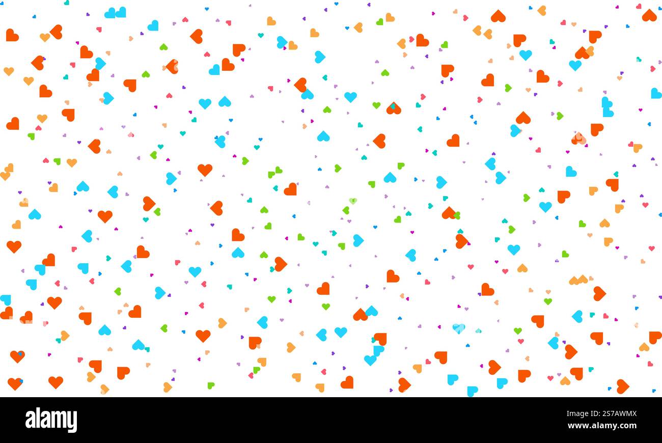 Heart Symbol on white background with spread confetti styel, Random ...