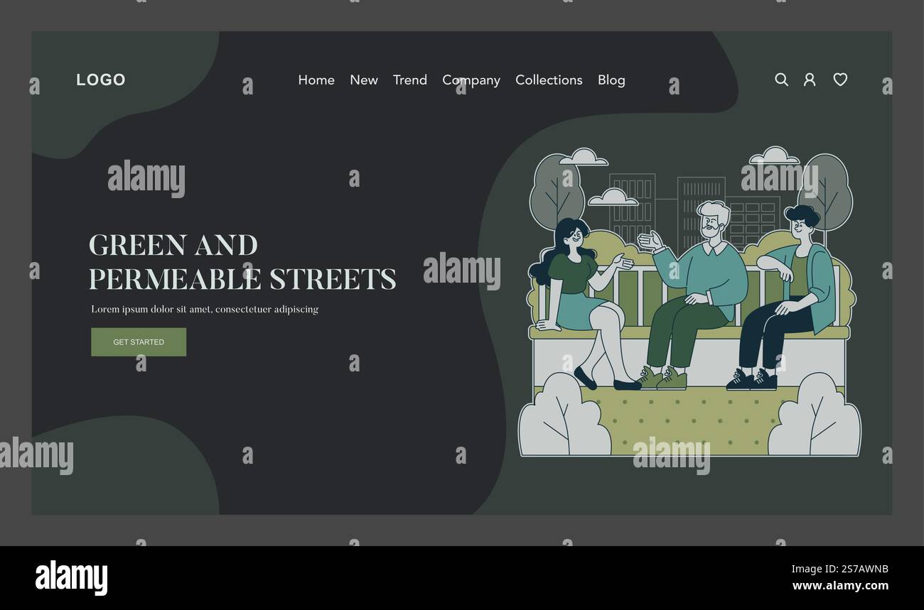 Green Infrastructure concept. People enjoying urban green space on ...