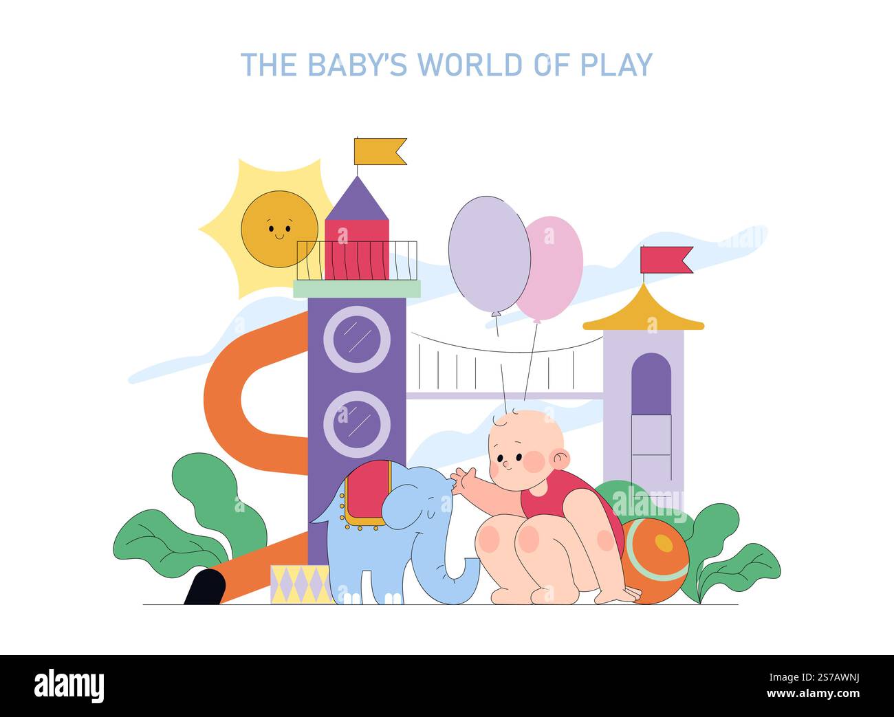 Baby's First Year concept. Joyful illustration capturing the wonder of ...