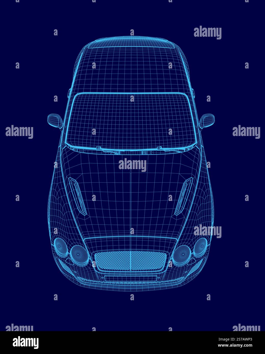 Blue car with a 3D design on it. The car is a sports car and is shown ...
