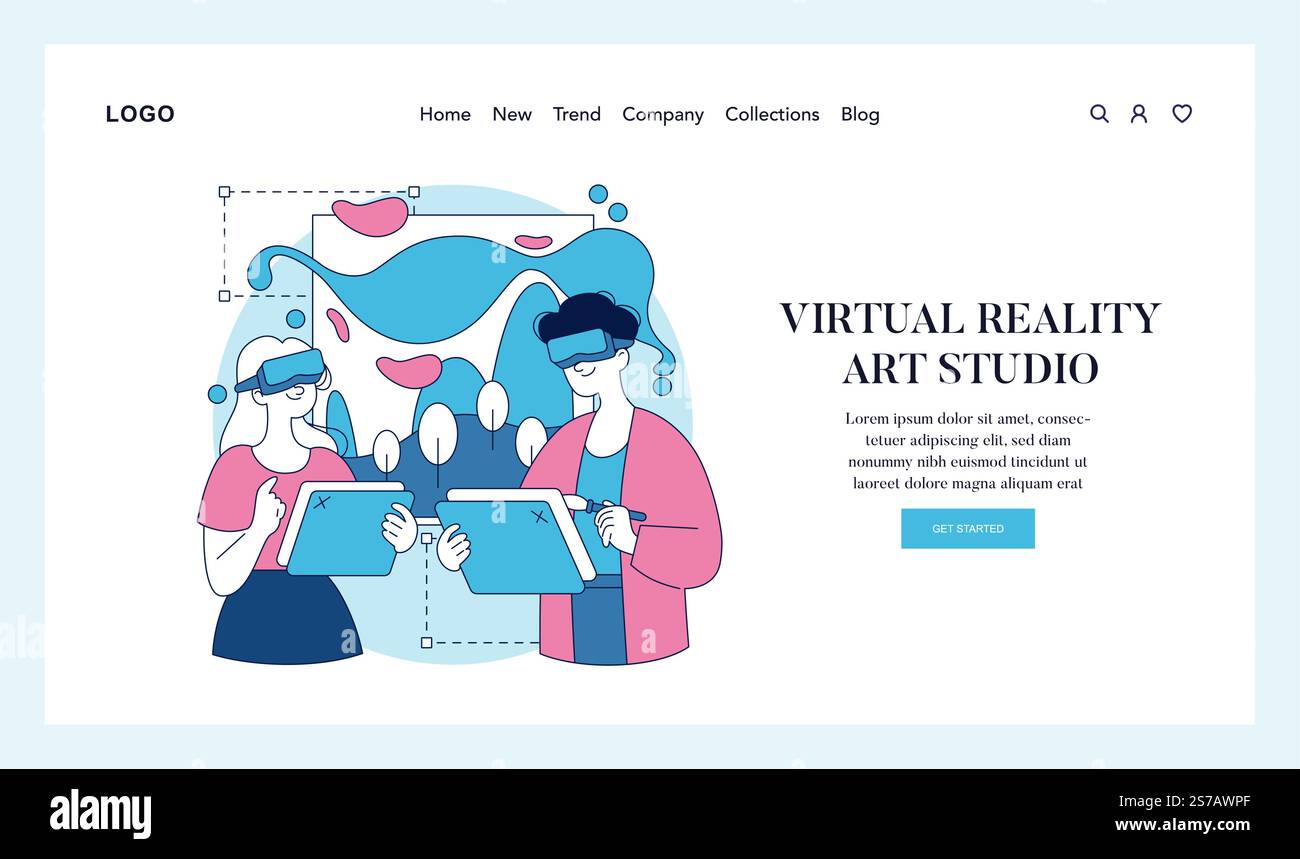 Automation in creativity concept. Artists using VR technology to craft ...